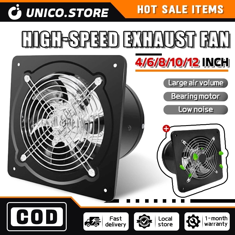 4/6/8/10/12 Powerful Window Exhaust Fan Kitchen Household Smoke Exhaust ...