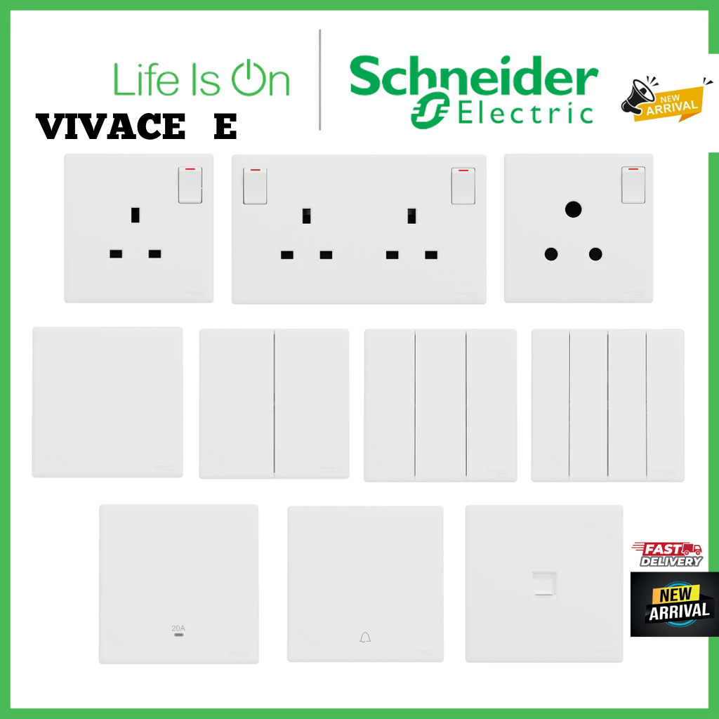Schneider Vivace E White Switches & Sockets / 13A Switch Socket 1G 2G ...