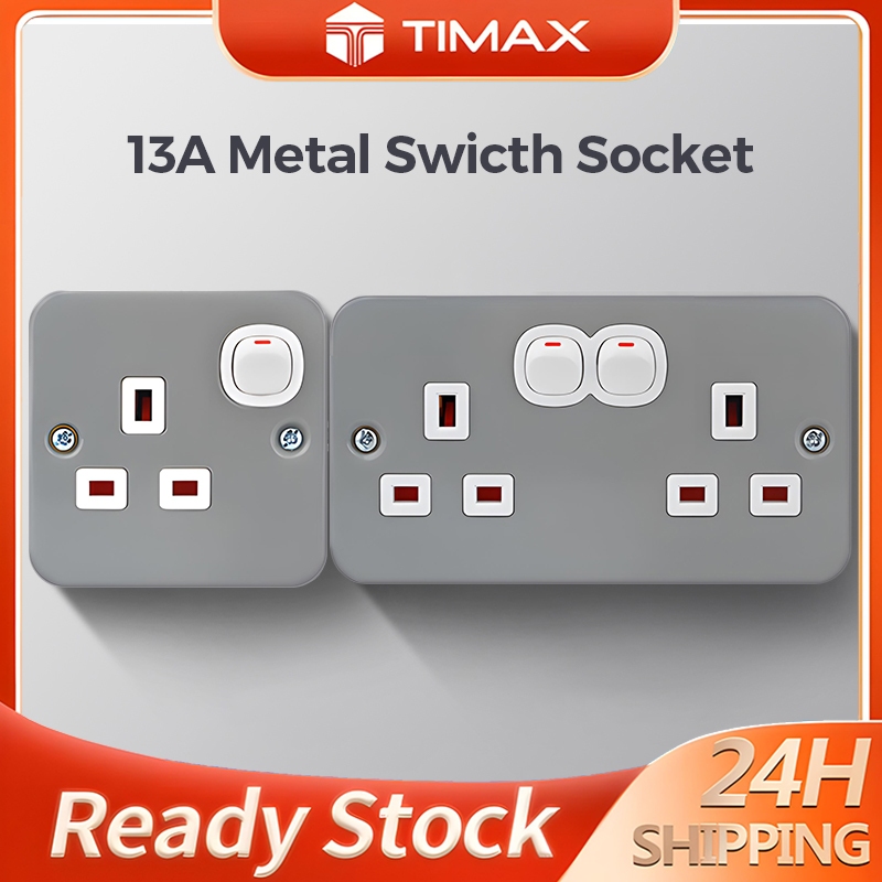 [SIRIM] Metal Swicth Socket 13A Plug 3 Pin Socket Heavy Duty Single/Double Plug Socket | Shopee ...