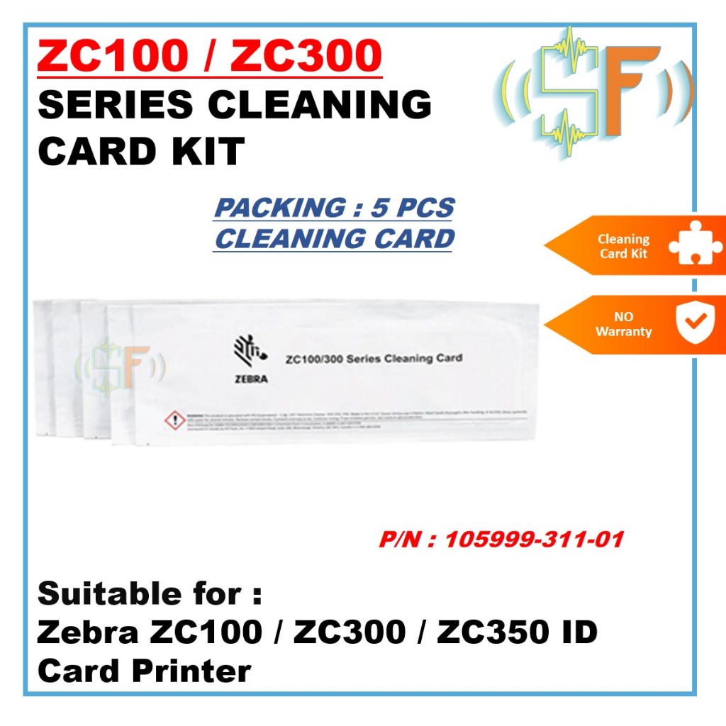 Cleaning Card Kit ZC100 ZC300 Zebra 105999-311-01 105999-311 for ZC 100 ...