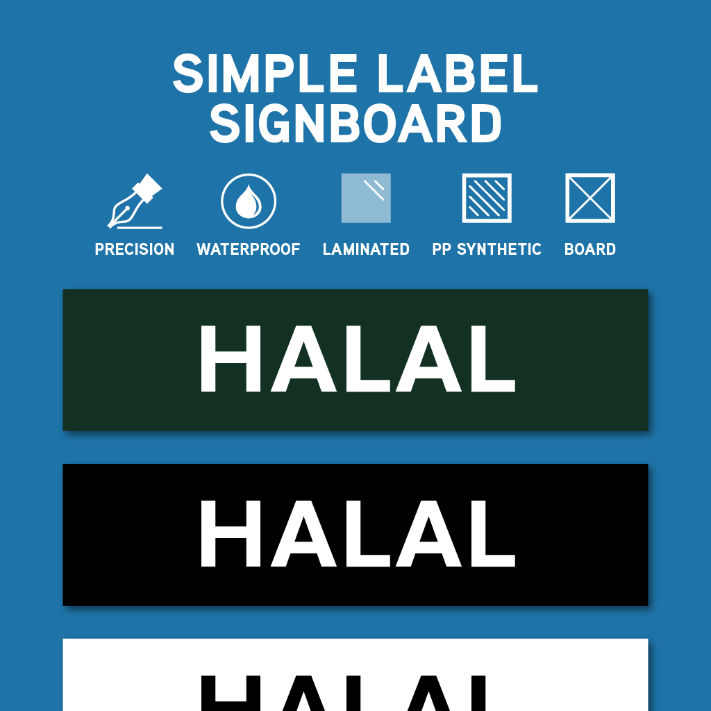 Halal Sign. Simple Label Sticker Board Signage Signboard. Pelekat Papan ...