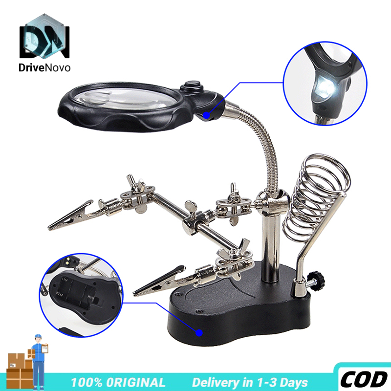 LED Soldering Iron Gun Holder Stand Glass with Helping Clamp Clip ...