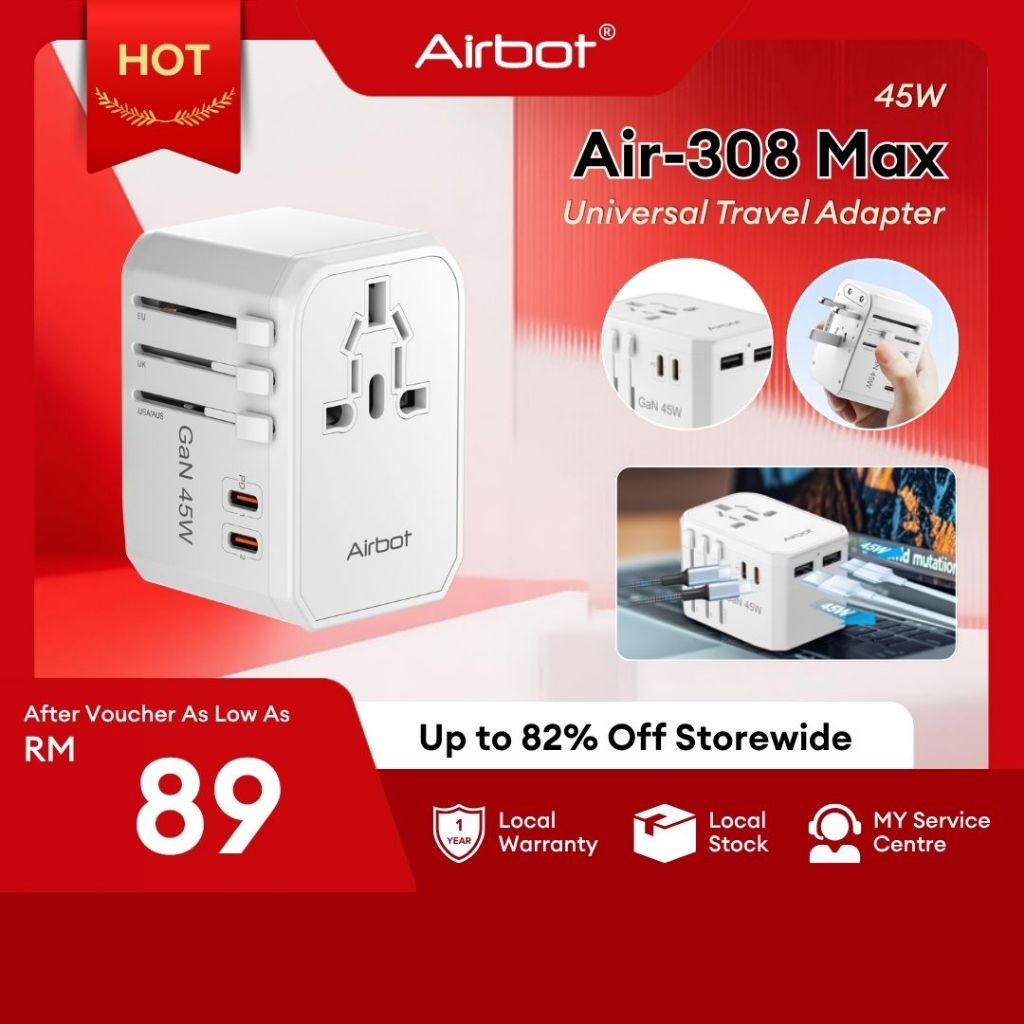 Airbot Air-308 Max | Universal Travel Plug Adapter 45W International ...