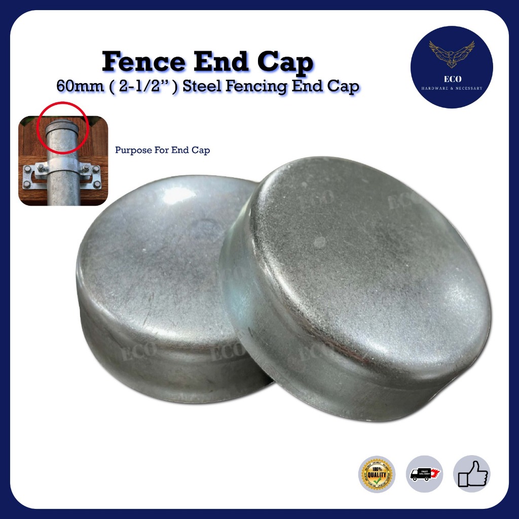 60mm G.I Post Can Round Fencing End Pole Cap Penutup Lubang Pipe Besi ...