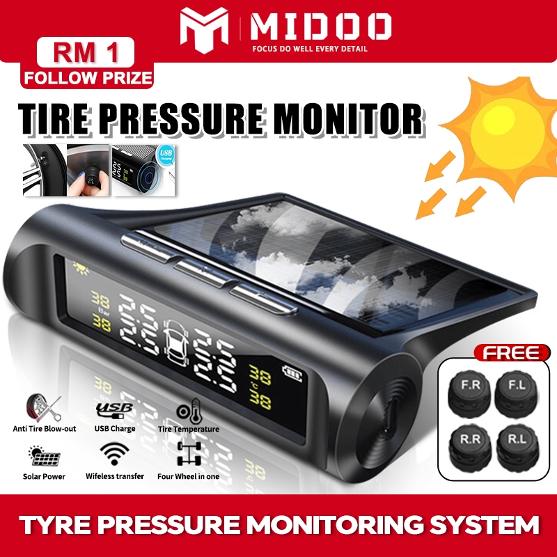 TPMS Tire Pressure Monitoring System TPMS Tire Monitor with Solar LED ...