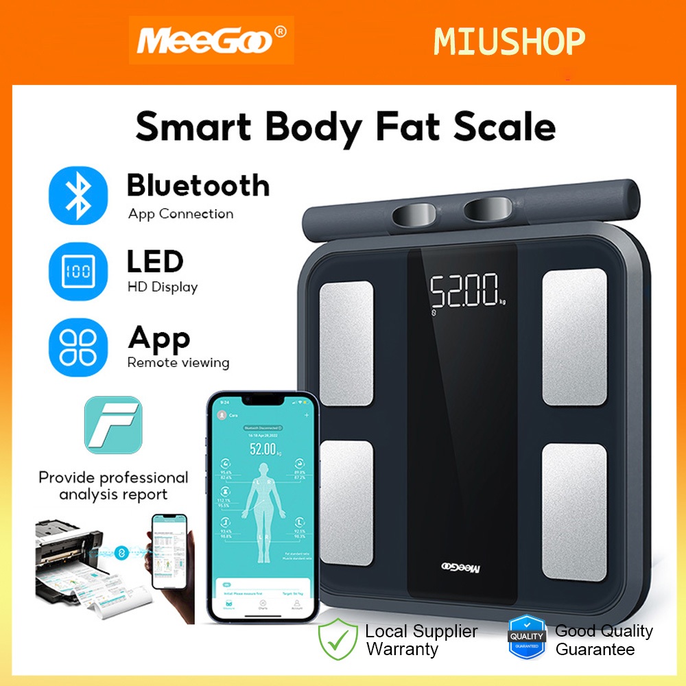 MeeGoo 8 Electrode Large Display Smart Fat Weight Scale 28 Body ...