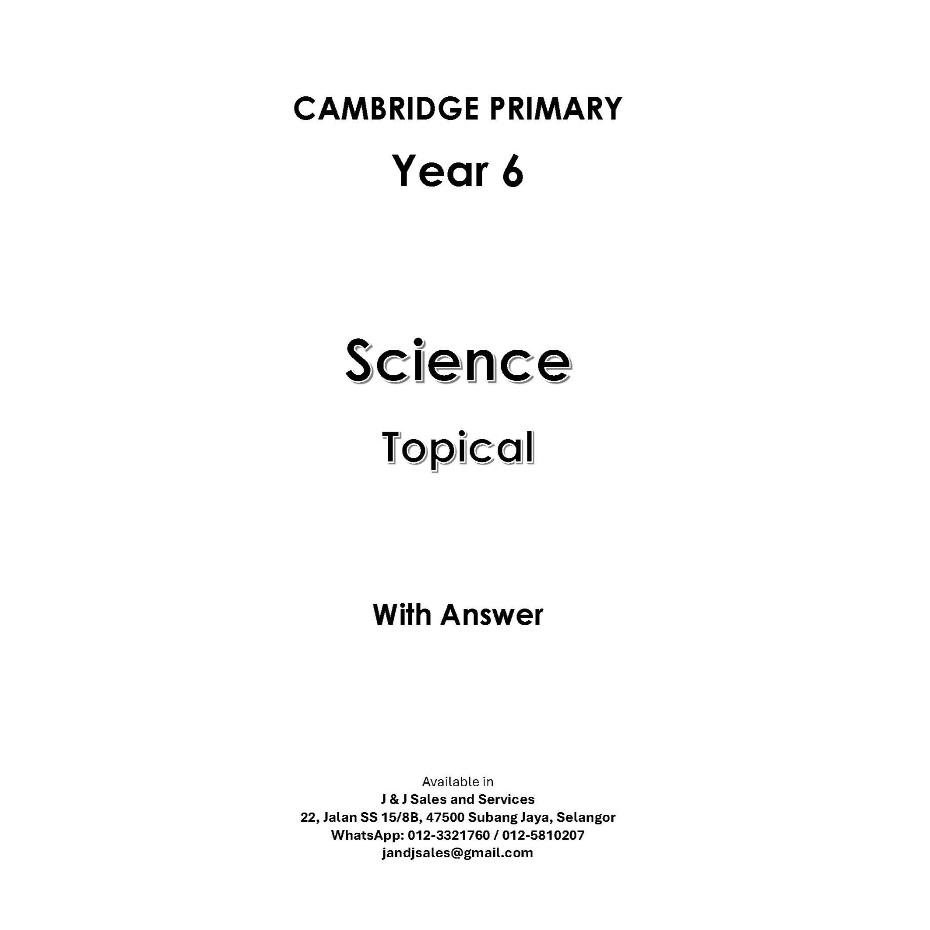 Cambridge Primary Checkpoint Year 6 Science Topical with Answer ...
