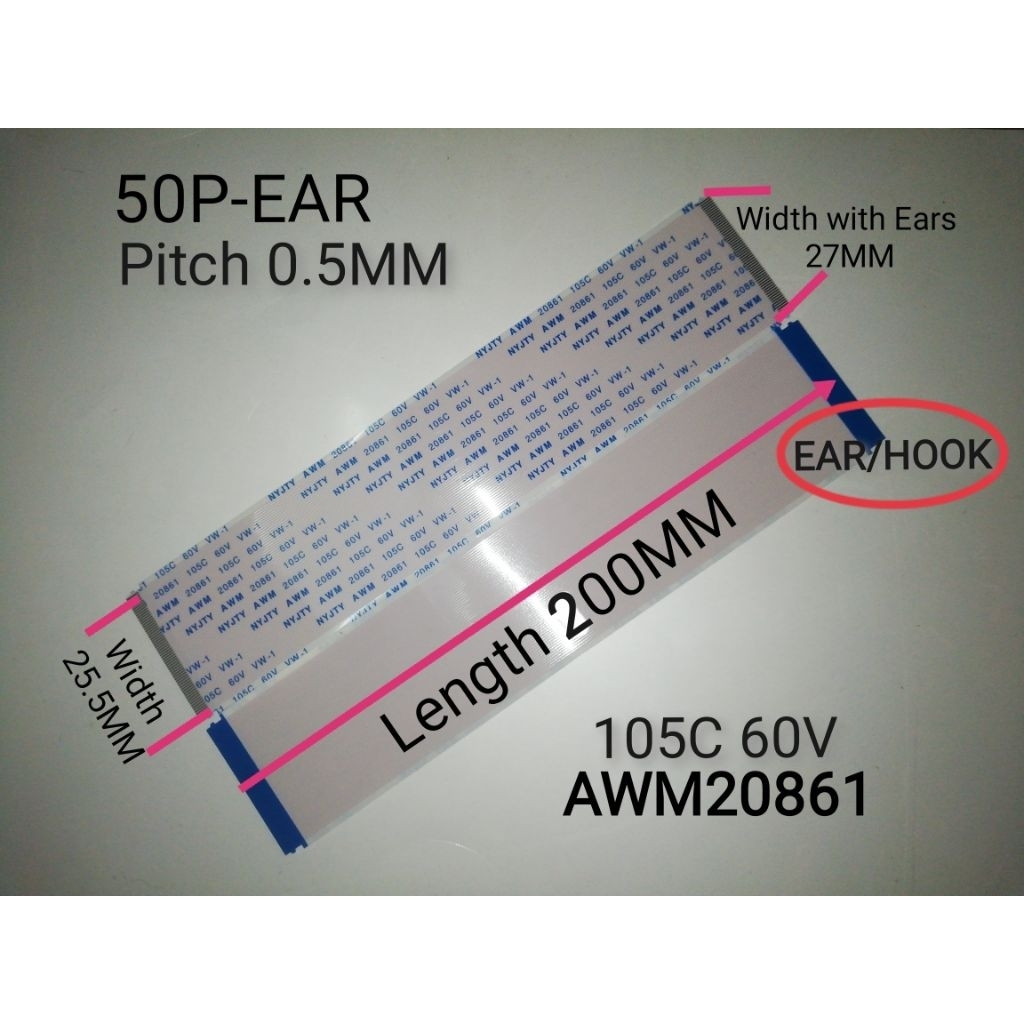 AWM20861 50PIN EAR 200MM PITCH 0.5MM 105C 60V RIBBON FFC FPC LVDS FLEX ...