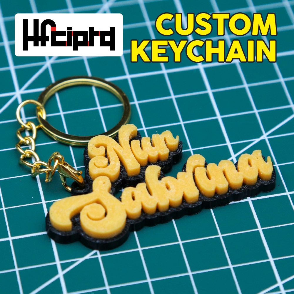 [HFCipta] 3D Printed Custom Name Keychain | Keychain Nama 3D Printed ...
