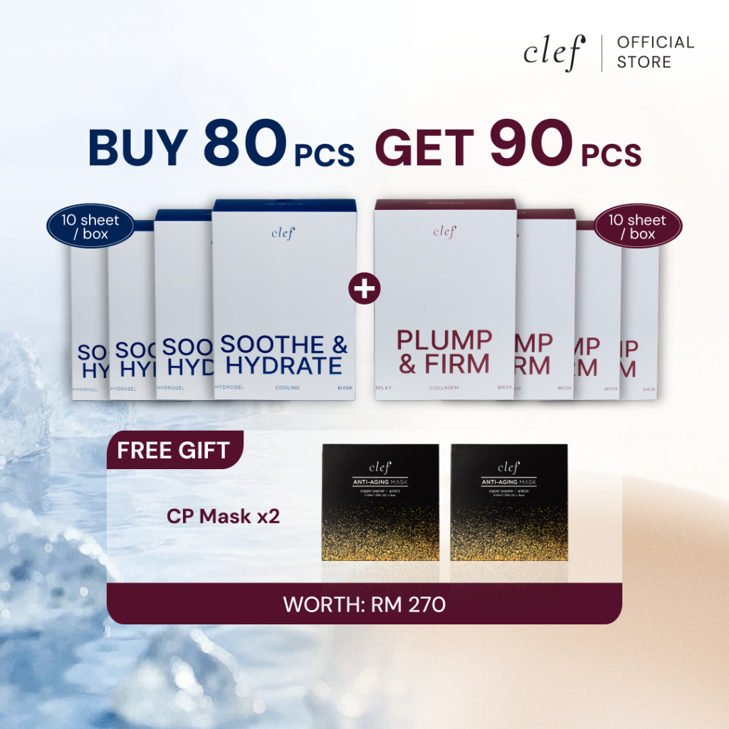 [FREE 10pcs] [4+4 BUNDLE SET] CLEF Hydrate Hydrogel Cooling Mask + Firm ...