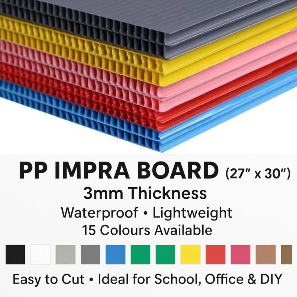 PP IMPRA BOARD (27" X 30") 3MM THICKNESS | WATERPROOF | 15 COLOURS ...