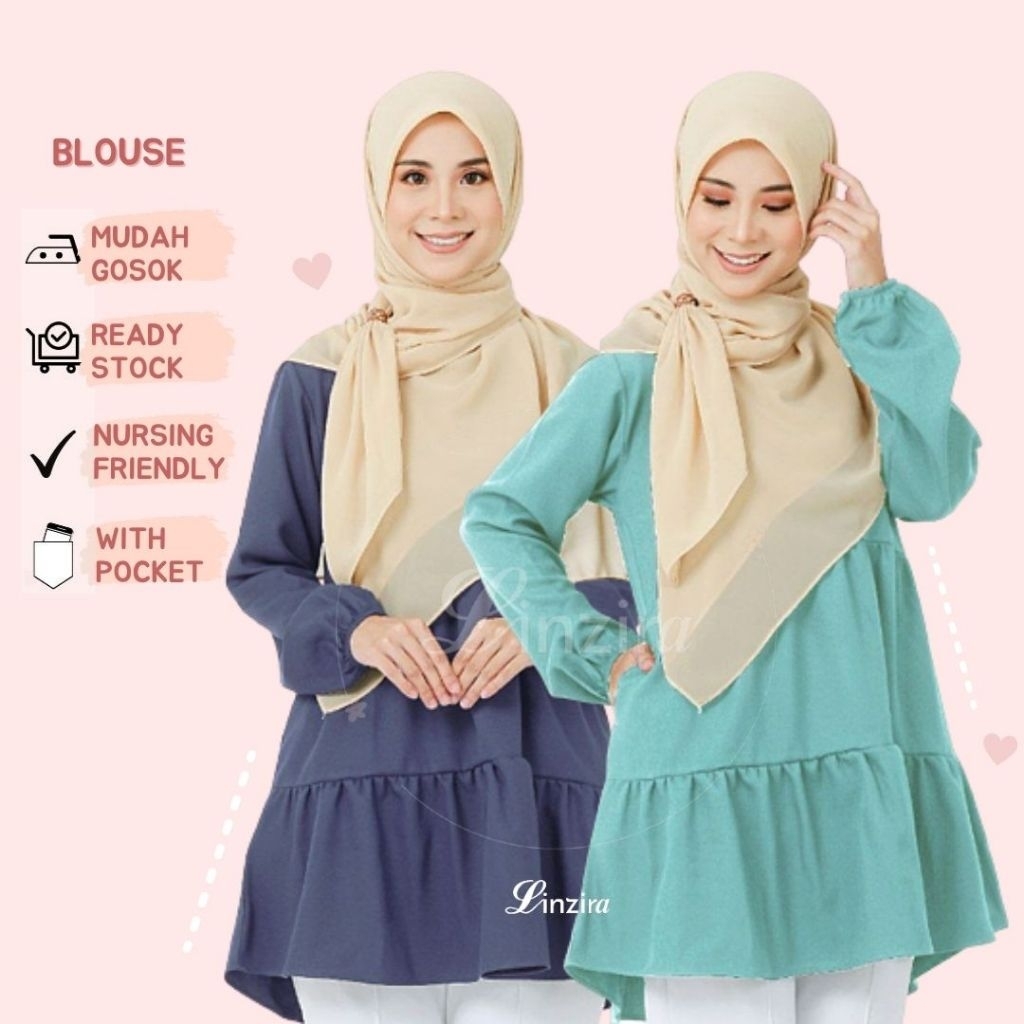 Ruffle 2 Layer Blouse Muslimah Baju Ropol Labuh Women Blouse Nursing ...