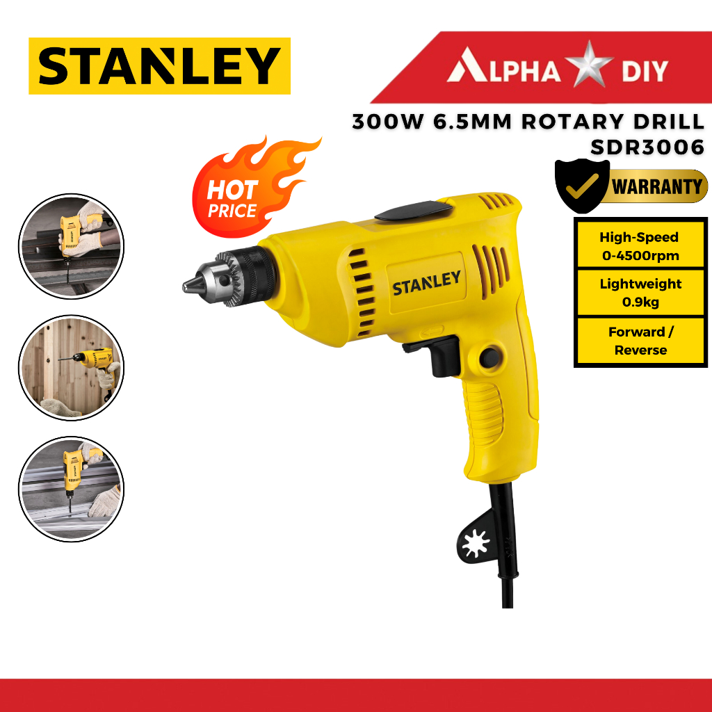 STANLEY Rotary Drill Electric Machine 300W Heavy Duty Lightweight DIY ...