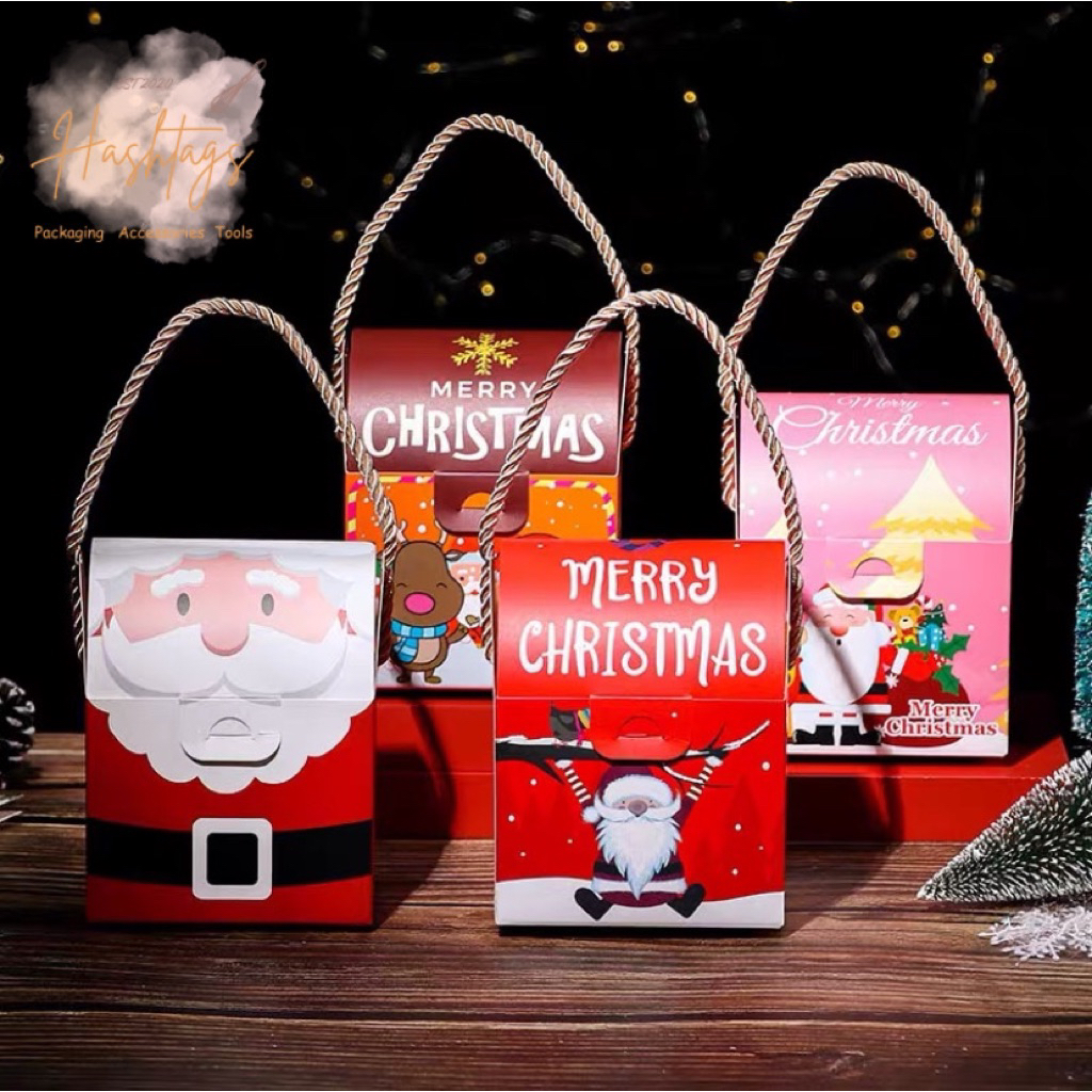 Christmas Handle Gift Box Treat Box Goodies Box | Pastry Cookies Cake ...