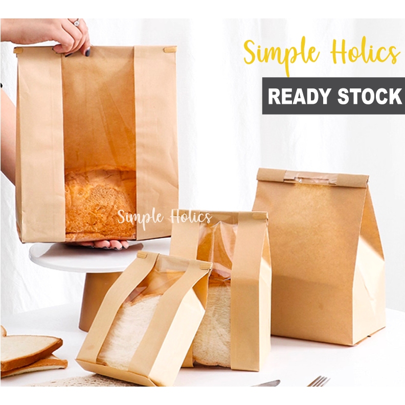 Wire-Crimp Window Craft Paper Bag / Brown Bread Paper Bag / Toast Bag ...