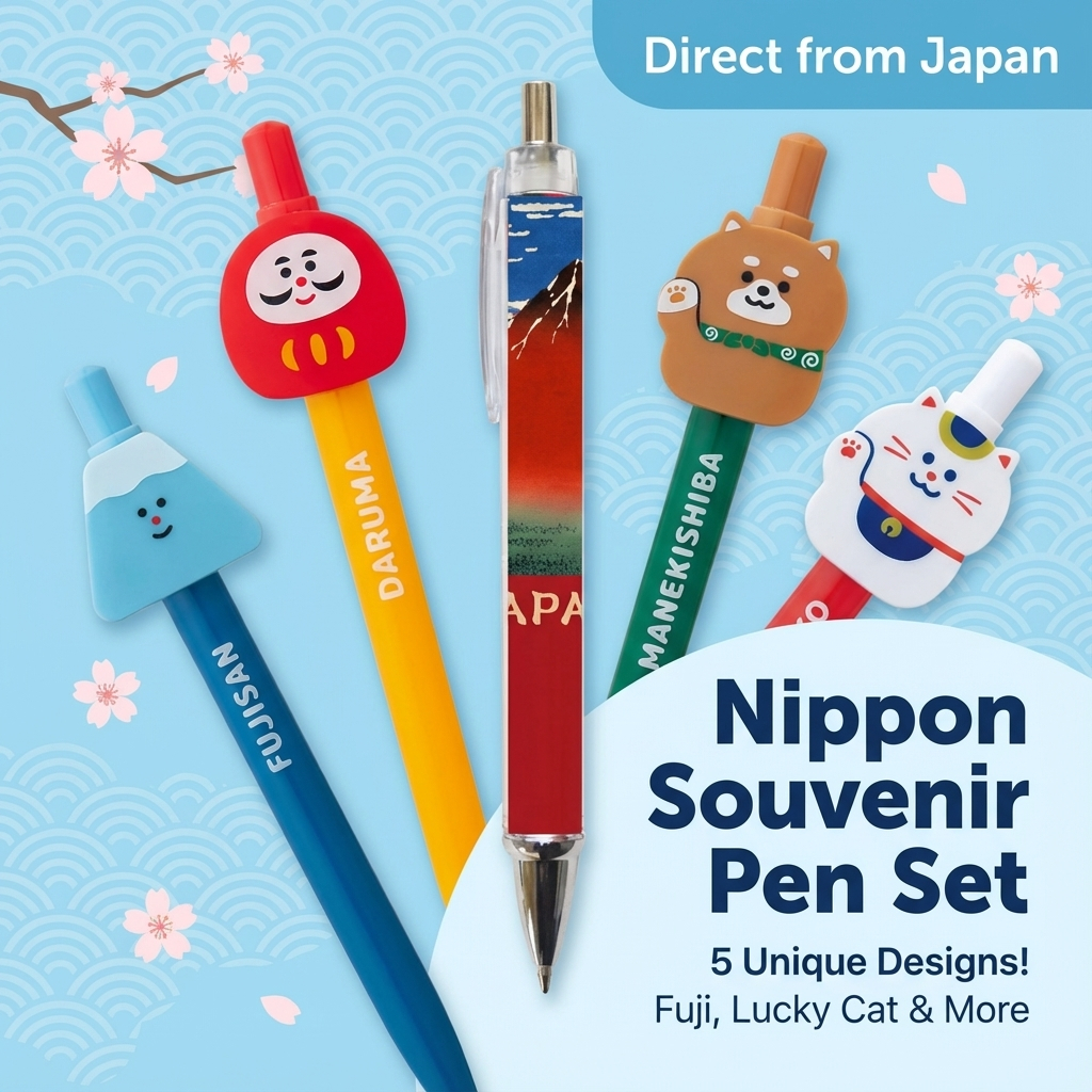 Cute Japan Motif Ballpoint Pen FUJISAN DARUMA Lucky Cat Kawaii ...