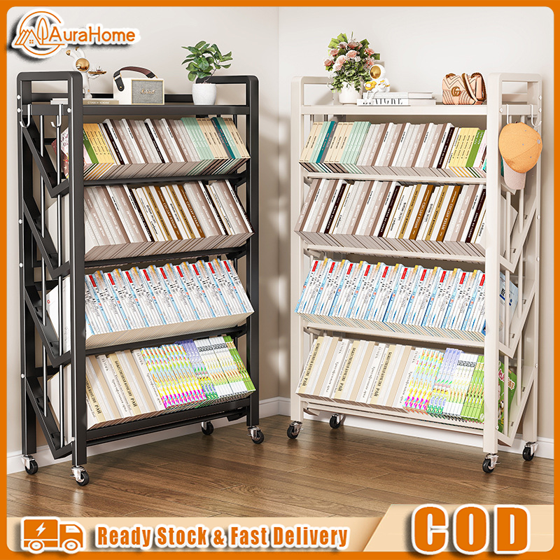 Bookshelf Almari Buku Steel Metal Book Rack Rak Buku Besi 2/3/4/5Tier ...