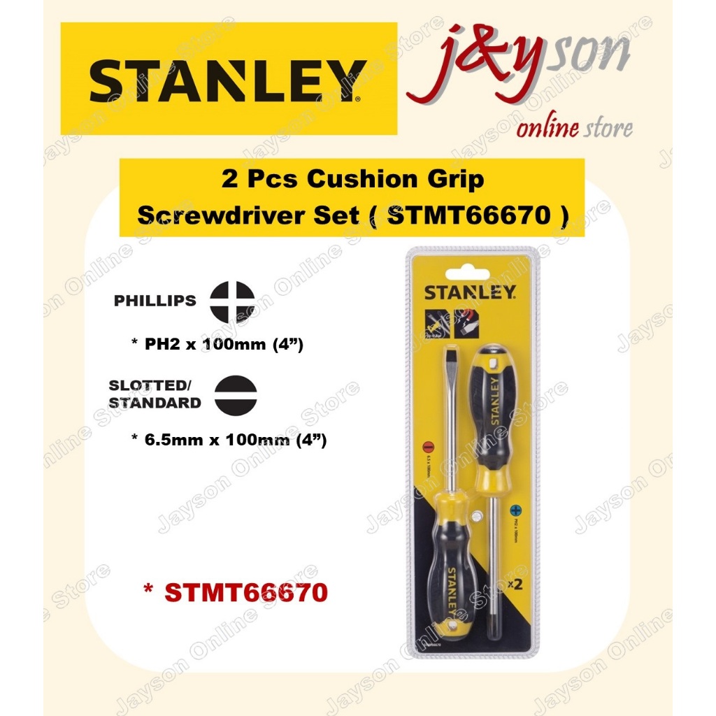 STANLEY Original 2 Pcs Cushion Grip Screwdriver Set ( STMT66670 ) 66670 ...