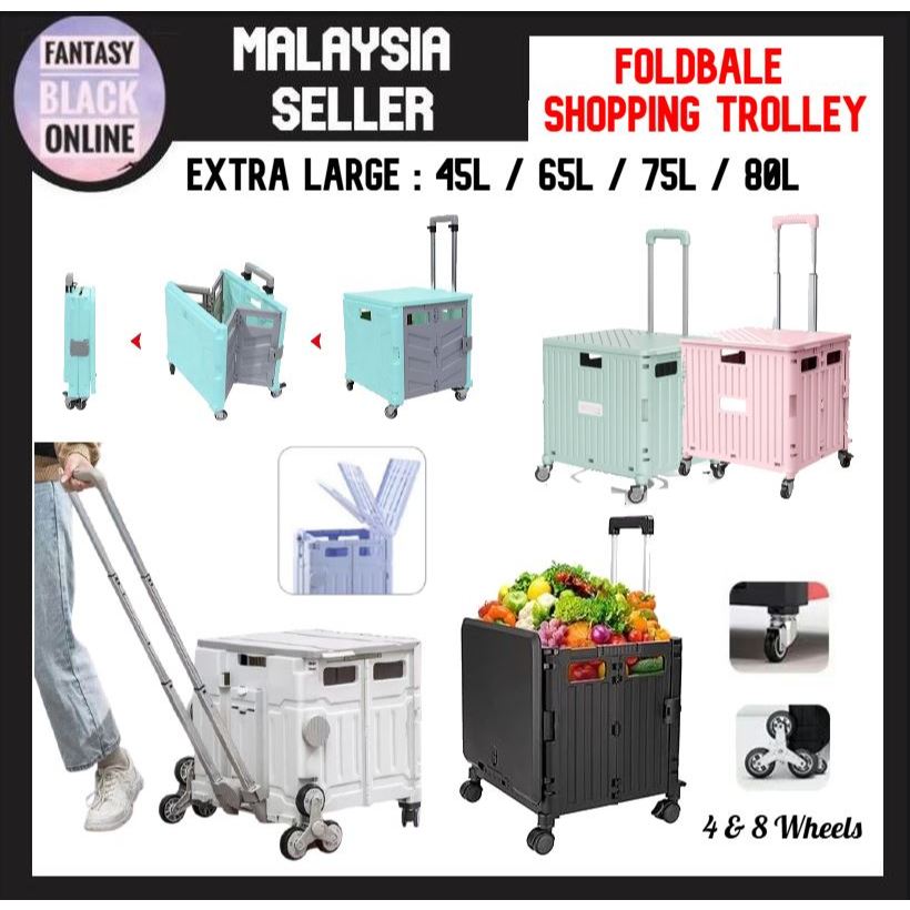 [Ready Stock] Ekstra Besar 65L Kuat Muatan Lipat Troli Troli ...