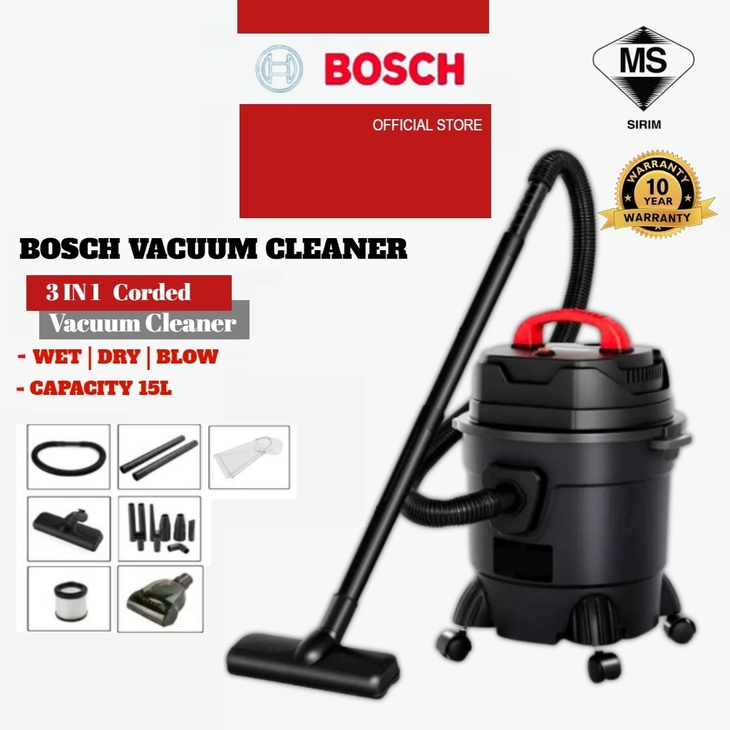 BOSCH Vacuum Wet And Dry Vacuum Cleaner 3-IN-1 Heavy Duty Dust Mite ...
