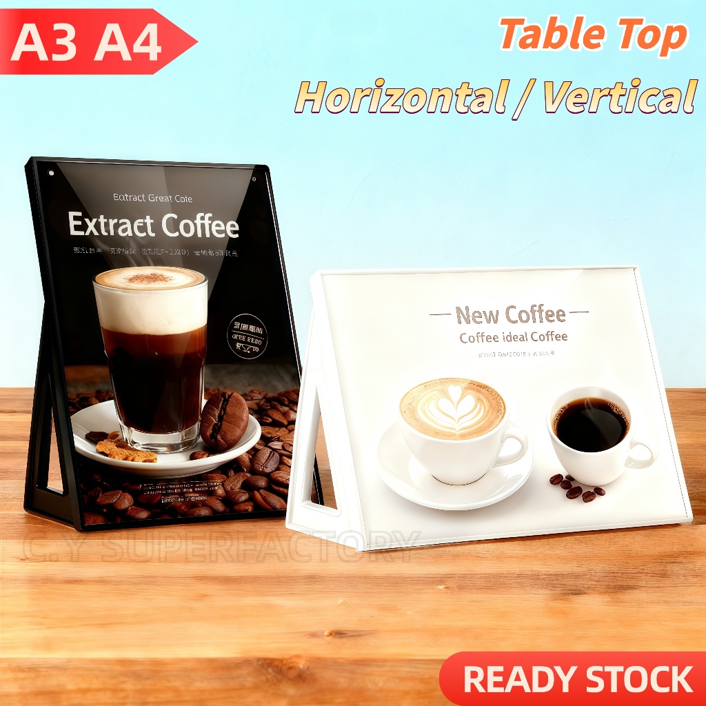 Acrylic Table Poster Stand Price Tag Sign Menu Display Frame Stand A4 ...