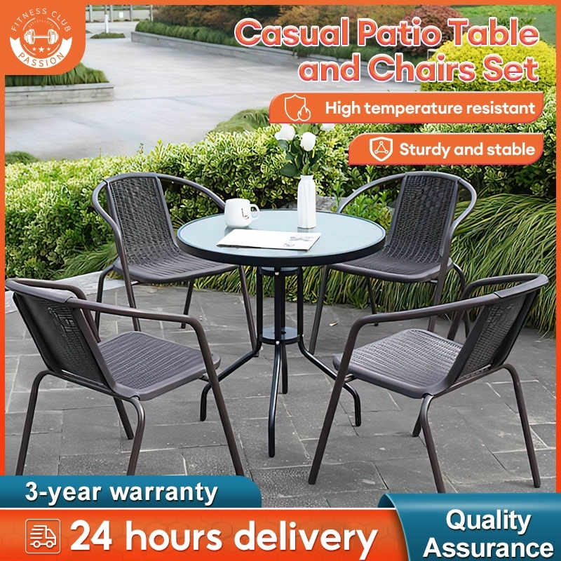 WTHB Outdoor Furniture Glass Table Round Table Tempered Glass Set ...