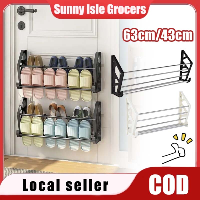 Rustproof Rak Kasut for Bathroom Door Space-Saving Slipper / Wall ...