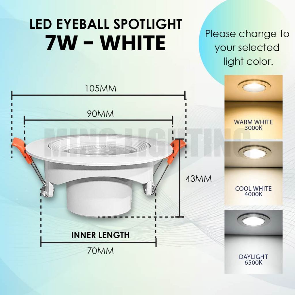 LED Eyeball 7W Slim Recessed Spotlight Downlight Home Lighting Room ...