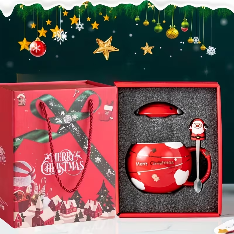400ml Christmas giFT Cute Cartoon Snowman Deer Print Coffee Party Wine ...