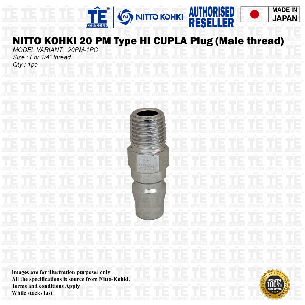 NITTO KOHKI HI CUPLA 20 PM Type Pneumatic Air Quick Coupler Plug ( 20PM ...