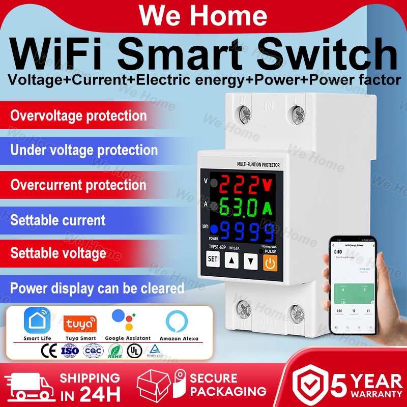 63A WIFI Smart Switch 3IN1 Display TUYA Energy Meter Timed Circuit ...