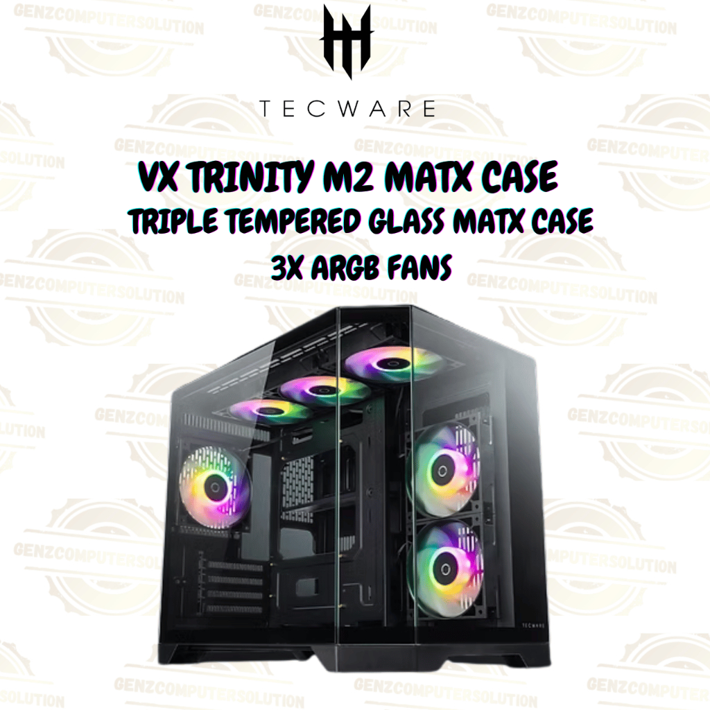 [Tecware VX TRINITY M2] MATX TG CASE W 3 x ARGB FANS - BLACK | Shopee ...