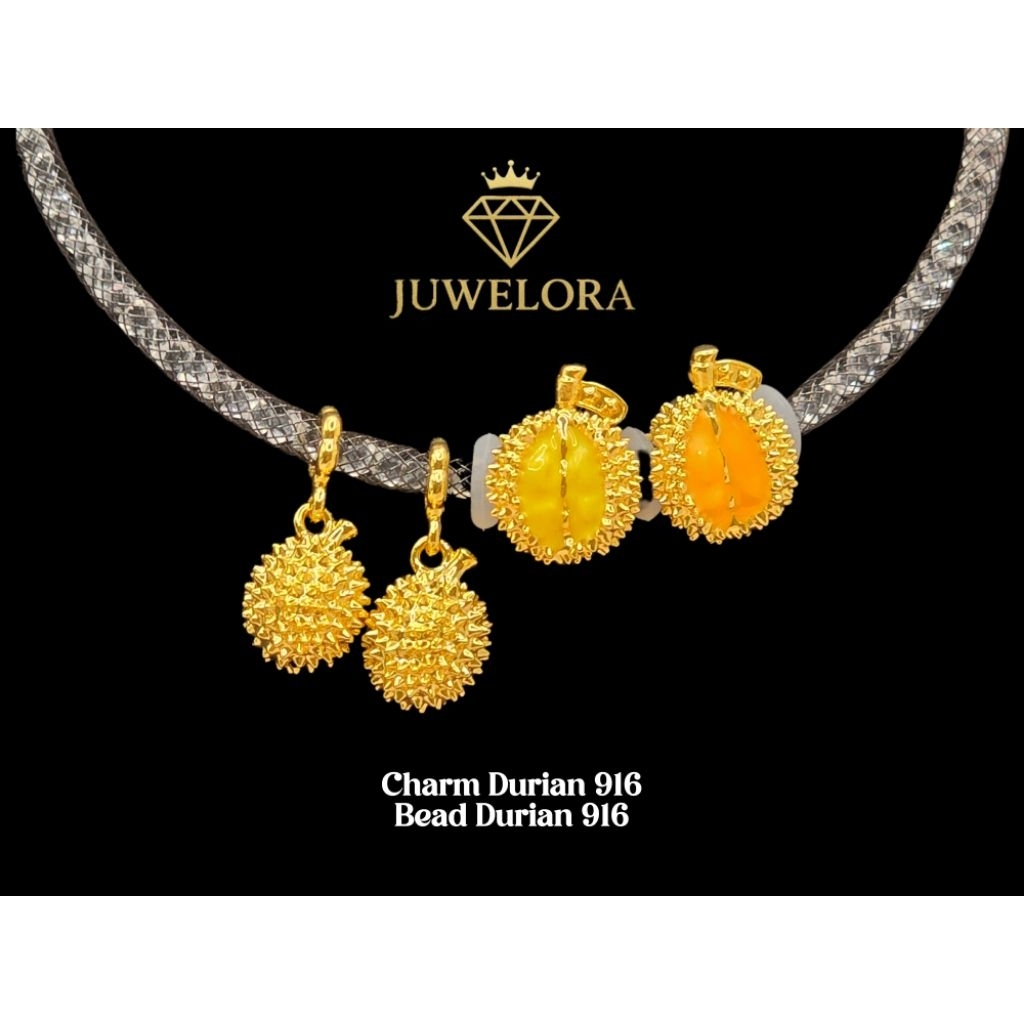 Juwelora Emas 916 3L I Loket Durian | Bead Durian | Emas 916 I Emas ...