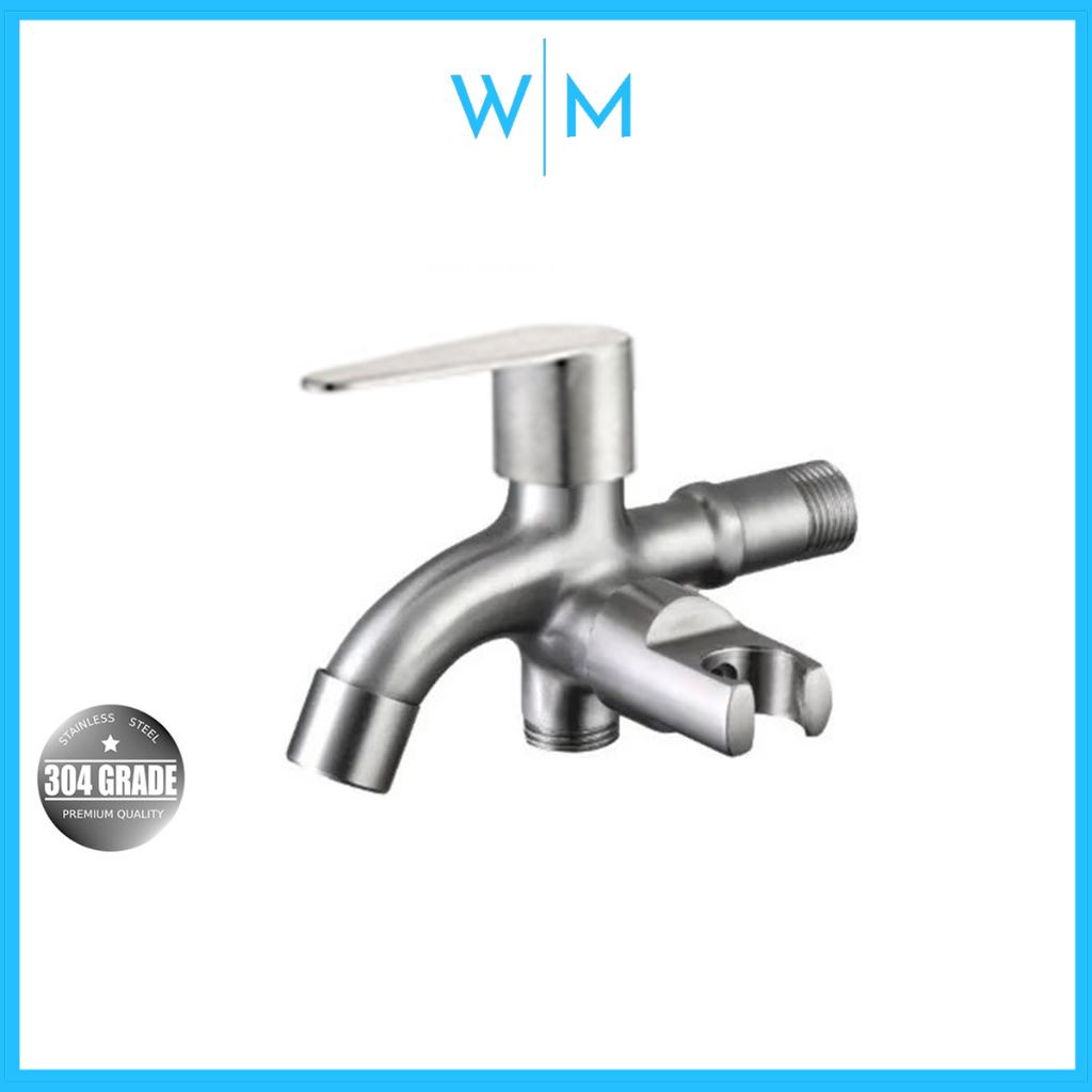 WM Bathroom Faucet Two Way Tap with Holder Stainless Steel SUS 304 ...