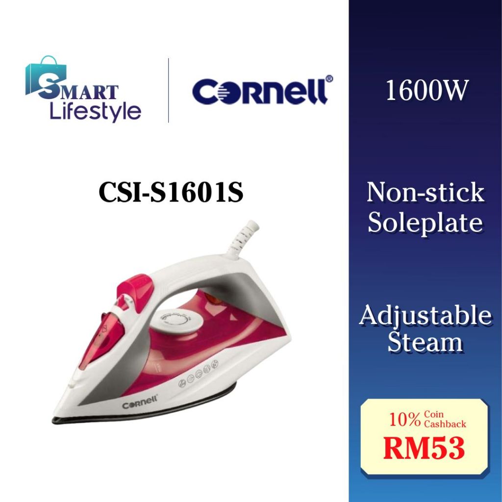 Cornell 1600W Steam Iron with Non-Stick Soleplate & Safety Cut-Off CSI ...
