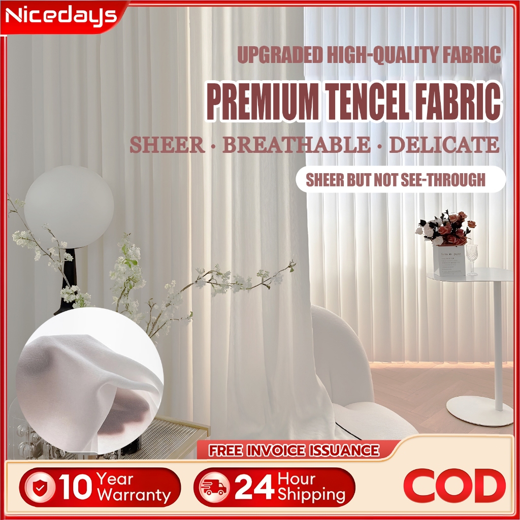 Nicedays White Sheer Curtain Langsir Putih Soft Day Curtain Ready Made ...