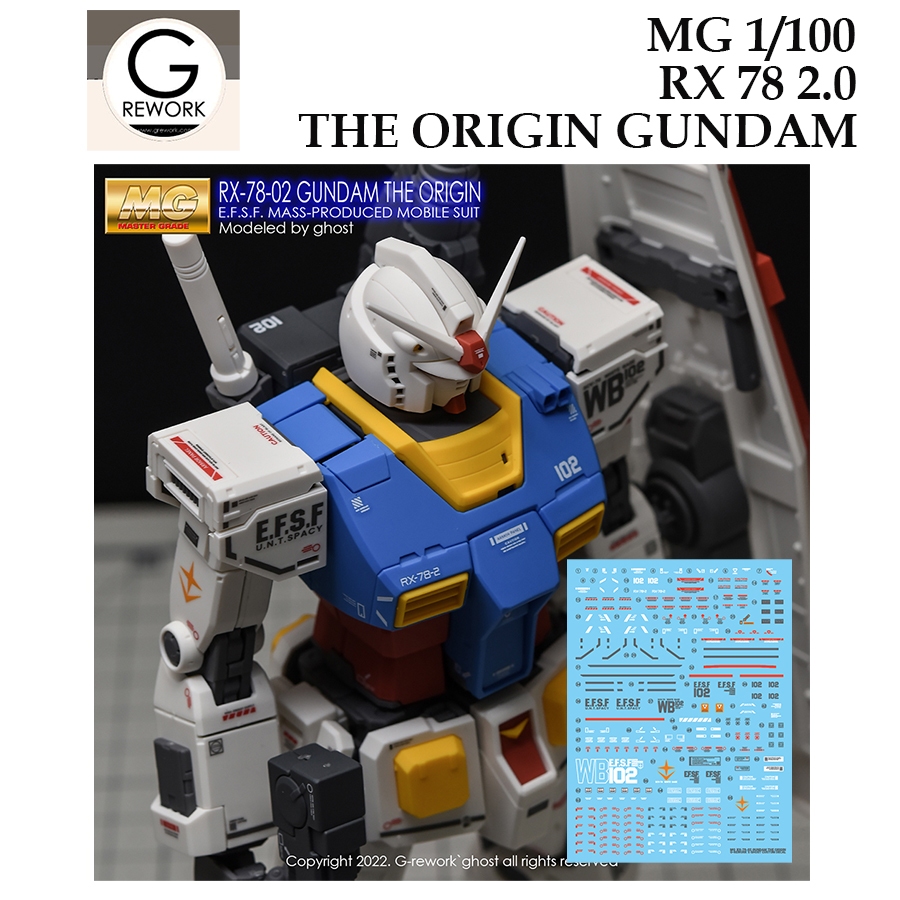 [ G Rework ] MG19 MG 1/100 RX 78 2.0 THE ORIGIN GUNDAM GTO WATER SLIDE ...