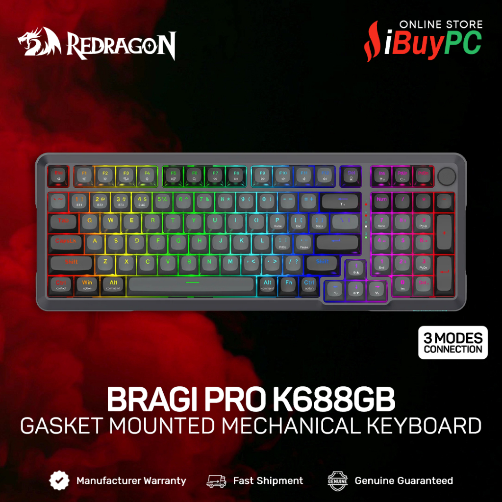 Redragon K688 Bragi Pro Wireless Gasket Mount Mechanical Keyboard ...