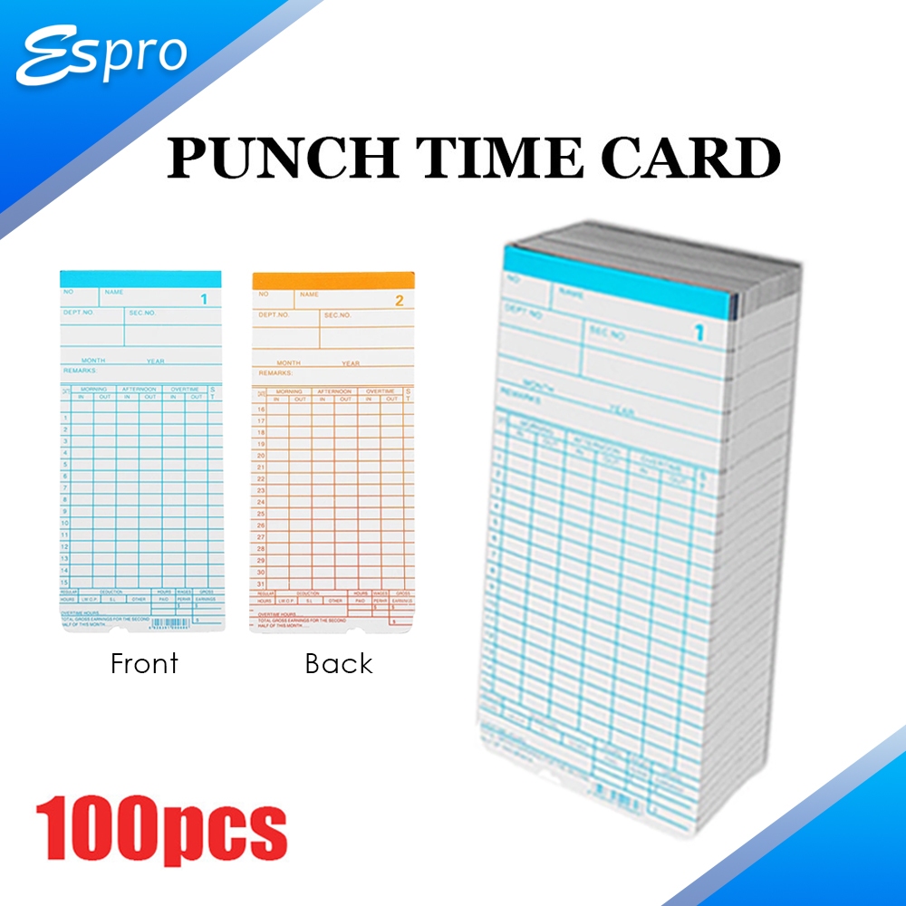 Time Clock Punch Card Attendance Card Worker Card 100pcs PUNCH CARD ...