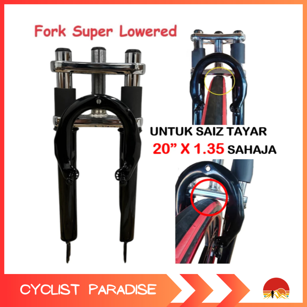20" SUPER LOWERED DOUBLE FORK CHROME (FOR 20" X 1.35 TYRE SIZE ONLY ...