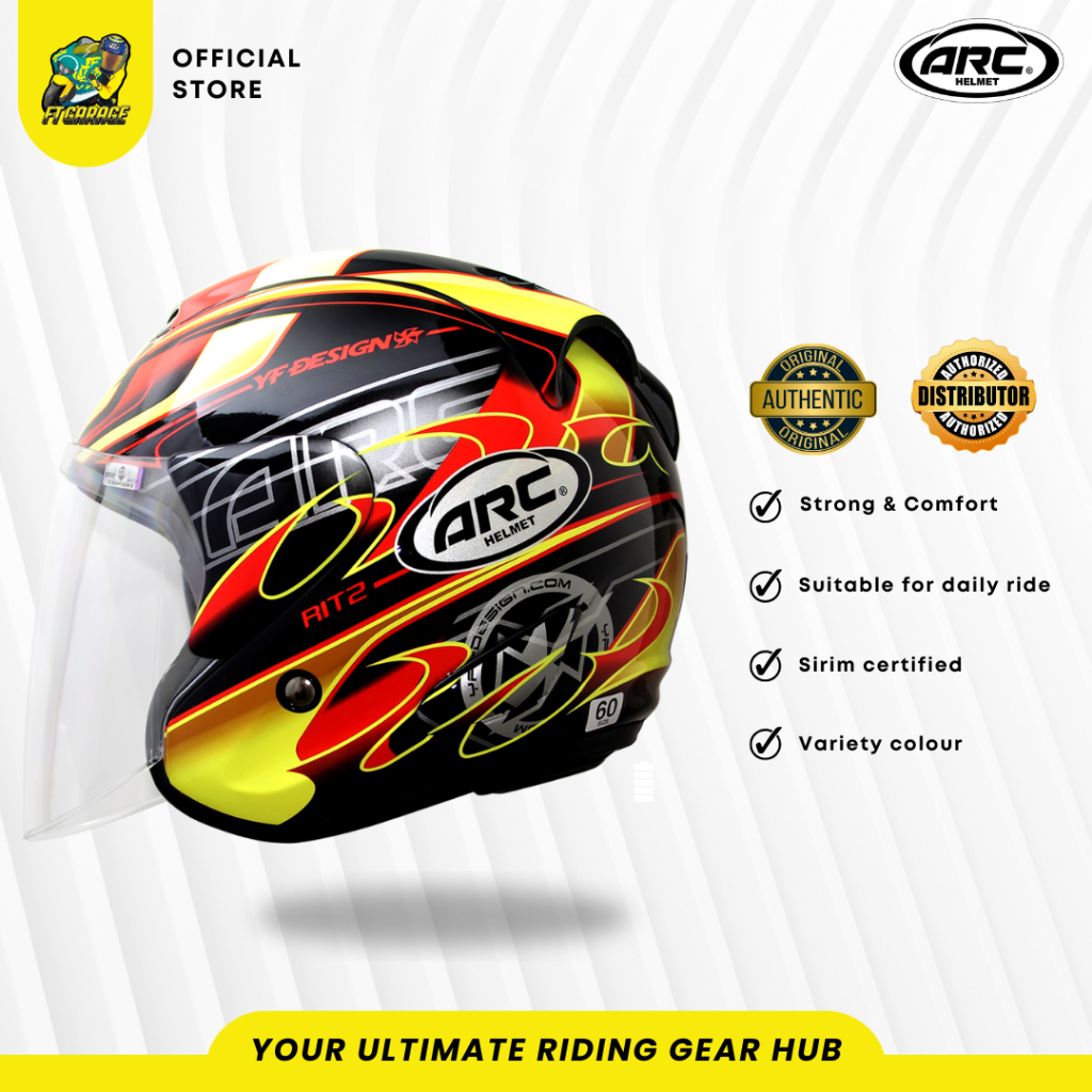 (RITZ - YF1) HELMET ARC x YF DESIGN - With visor clear | Shopee Malaysia