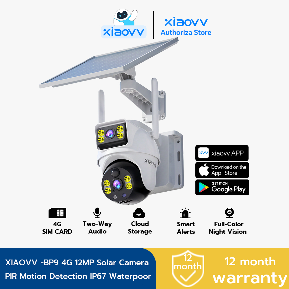 XIAOVV Wireless Dual Lens Solar Outdoor Camera,Waterproof Camera, 4G ...