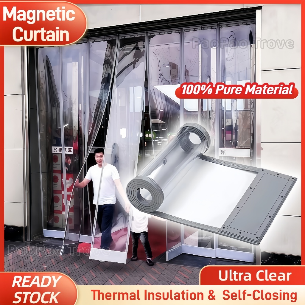 Aircond Curtain Magnetic PVC Air Conditioner Block Curtain Clear ...