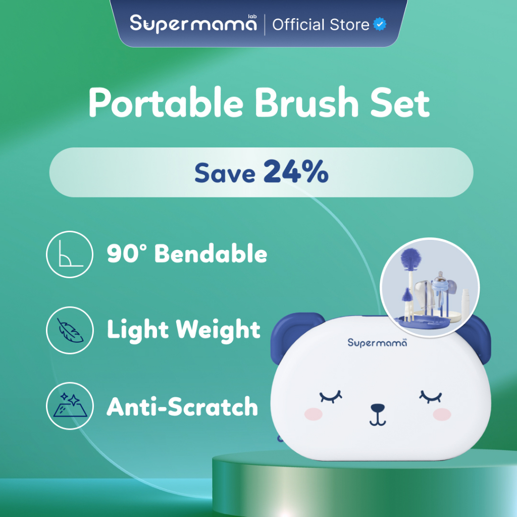 Supermama Lab 6-in-1 Baby Bottle Brush Set | Bottle Cleaner | Travel ...