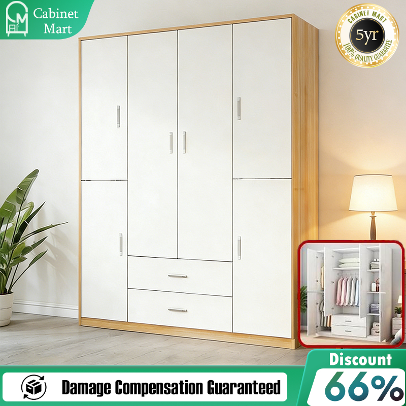 CM-[175CM]Almari Baju Wardrobe Clothes With Drawers Large Storage Wood ...