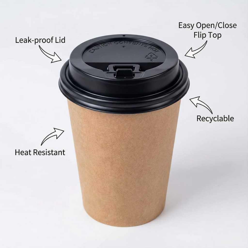 (50pcs) Premuim Kraft Paper Cup With Lid/Multiple size Eco-friendly ...