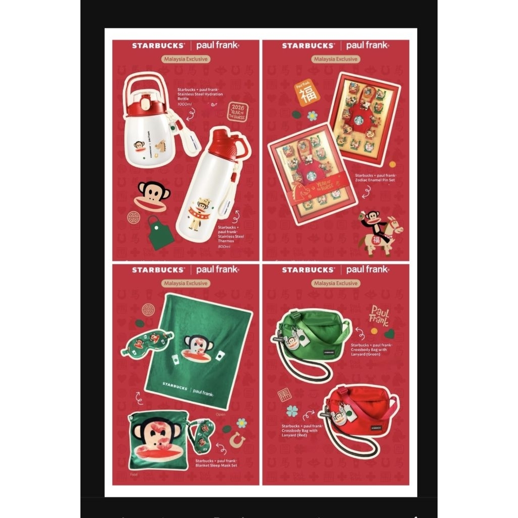 100% Original Malaysia Exclusive Starbucks + Paul Frank Merchandise ...