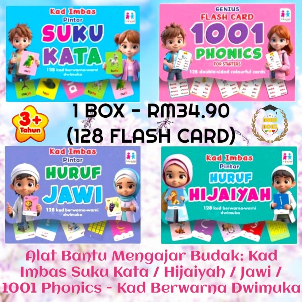 Alat Bantu Mengajar Budak: Kad Imbas Suku Kata / Hijaiyah / Jawi / 1001 ...