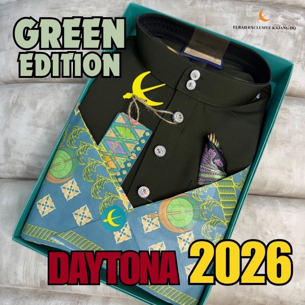 NEW 2026 BAJU MELAYU ELRAH EXCLUSIVE DAYTONA SLIM FIT (GREEN EDITION ...