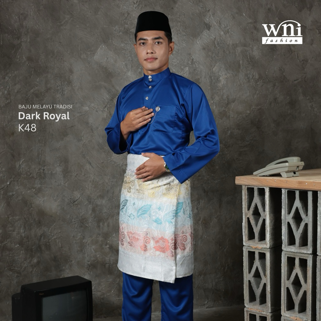 BAJU MELAYU TRADISI DARK ROYAL BLUE (PESAK) WNI FASHION | Shopee Malaysia